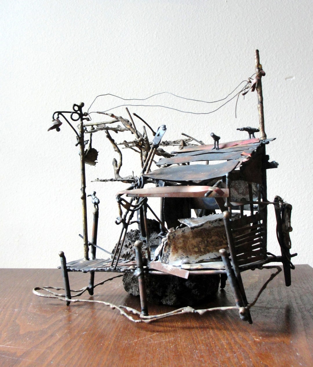 Brutalist Boathouse Sculpture, Metal and Volcanic Rock Sculpture Curtis ...