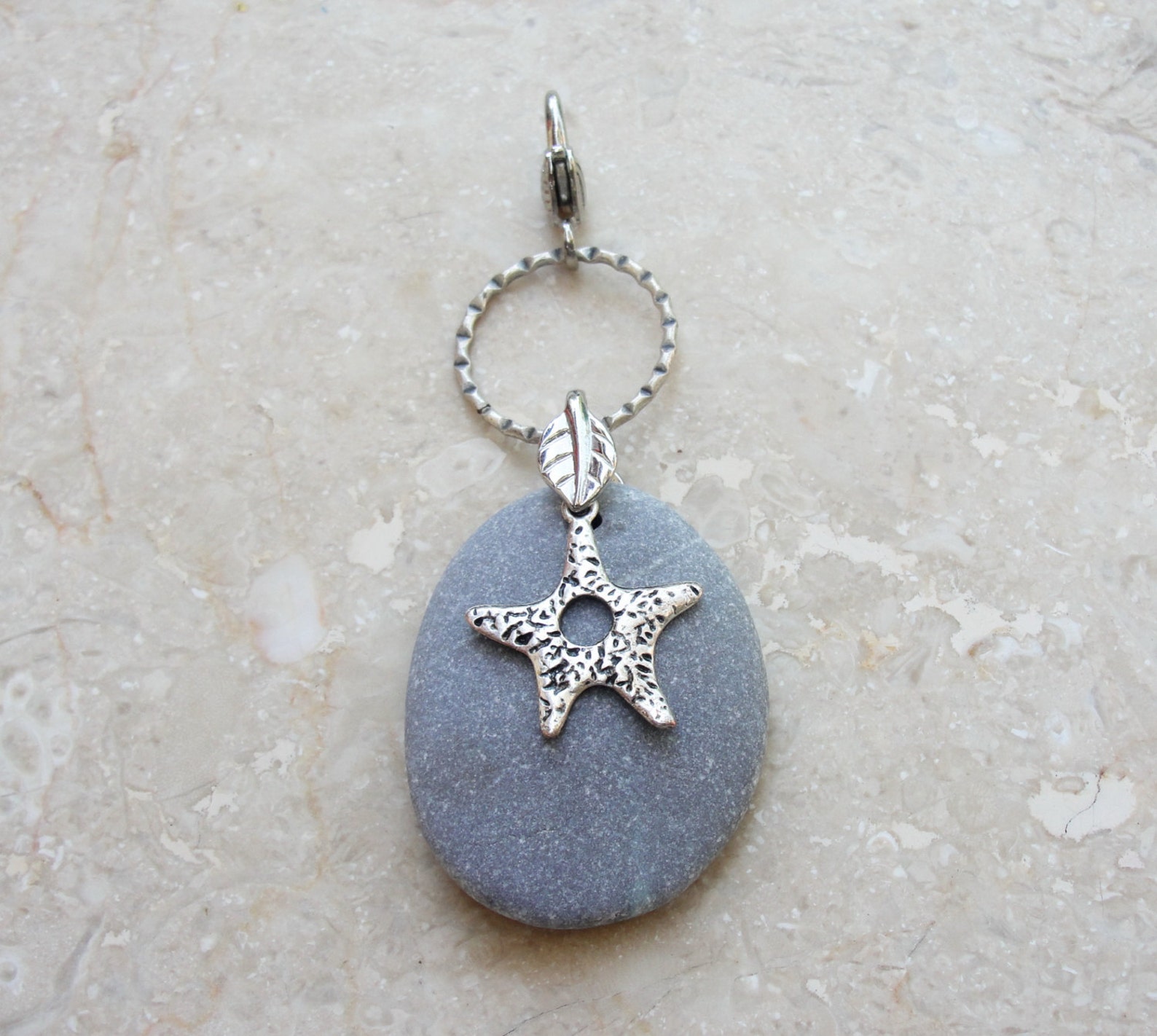 Pebble and Starfish Keychain / Bag Adornment - Etsy