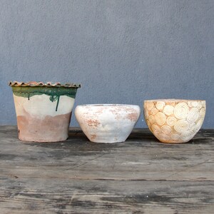 Vintage Clay Pot, Earthenware Cauldron, Green Pottery Planter, Home ...