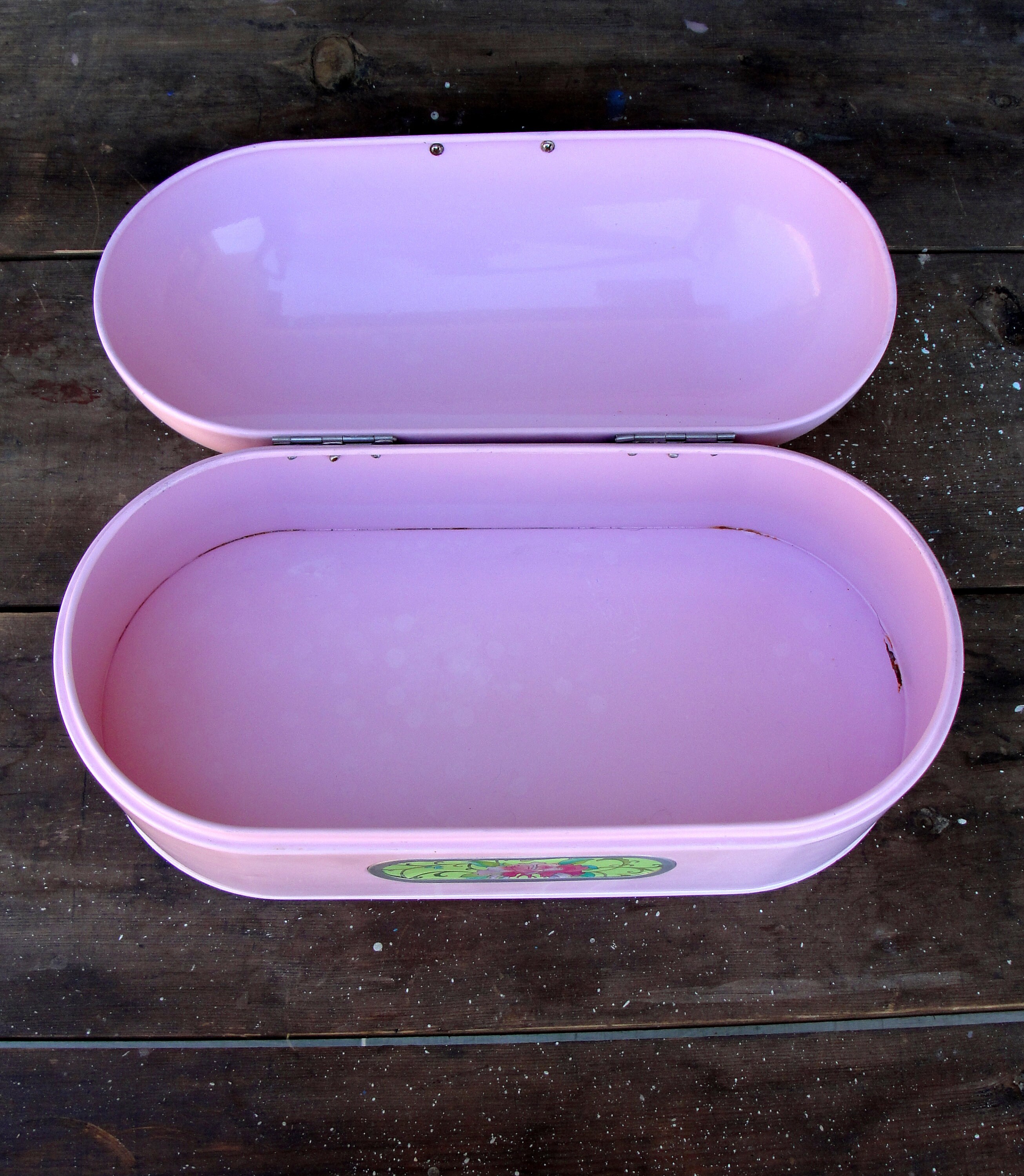 Vintage Bread Box Tin Funky Pink 1970's Kitchen Decor | Etsy