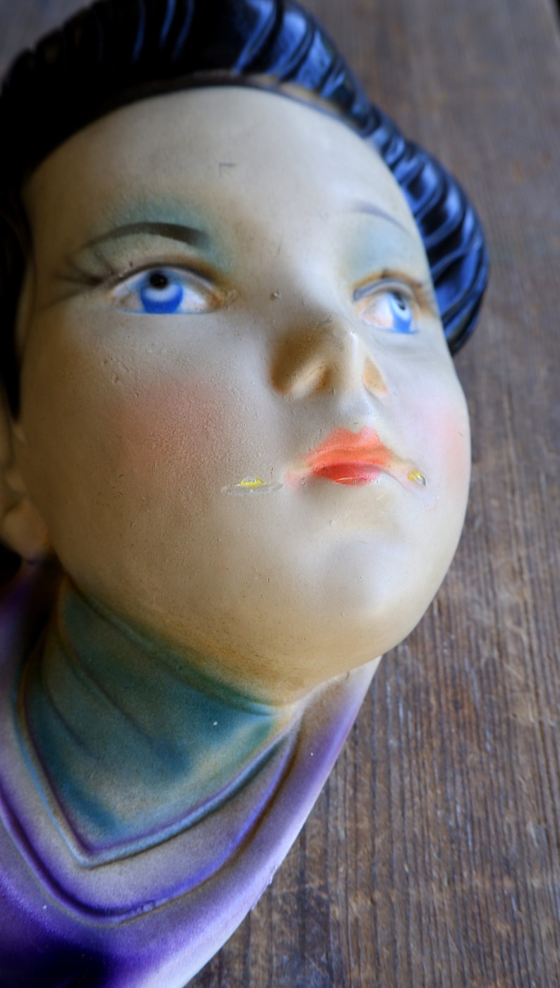 Art Deco Czech Face Wall Plaque - Plaster Wall Decor - Etsy