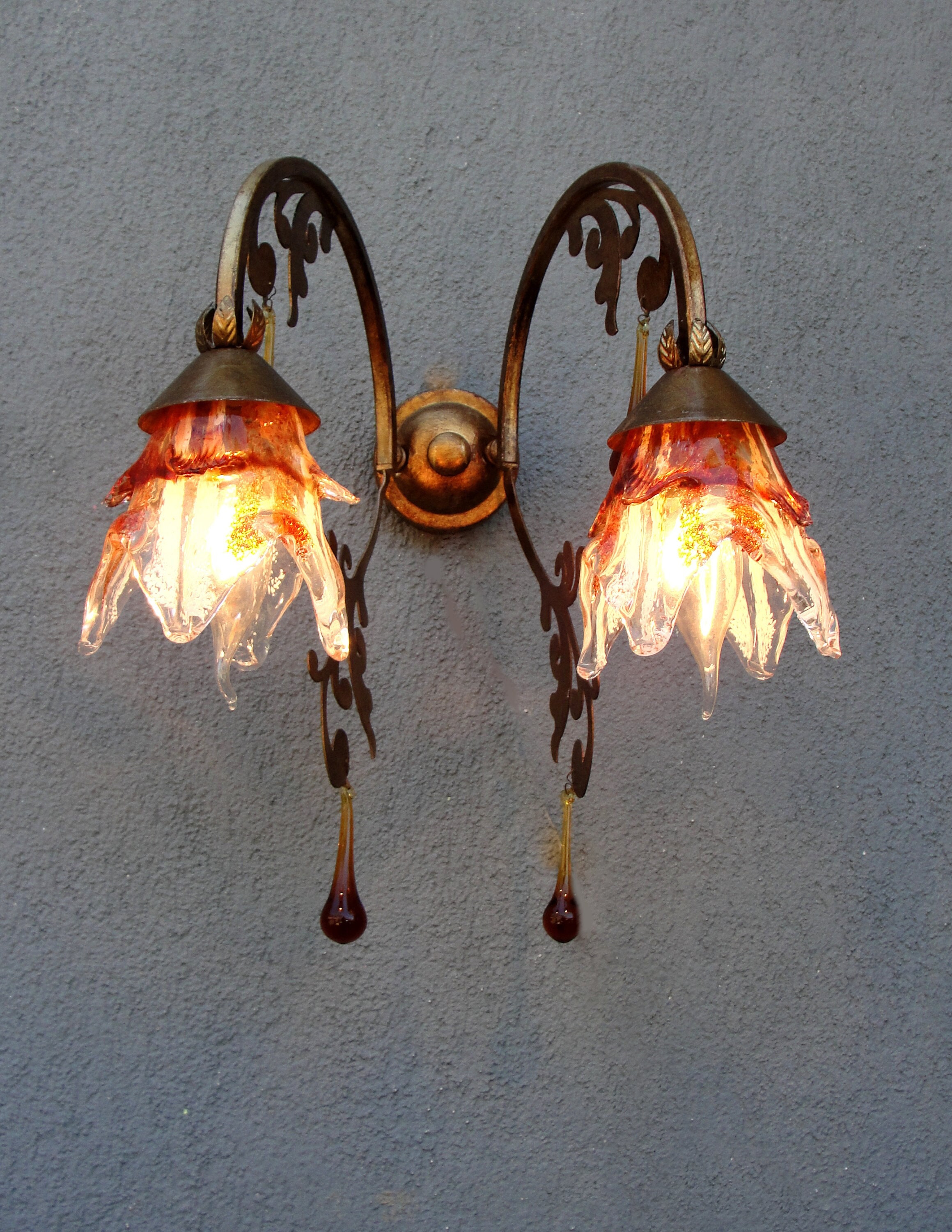 Murano Glass Large Wall Sconce One Two Light Wall Sconce - Etsy