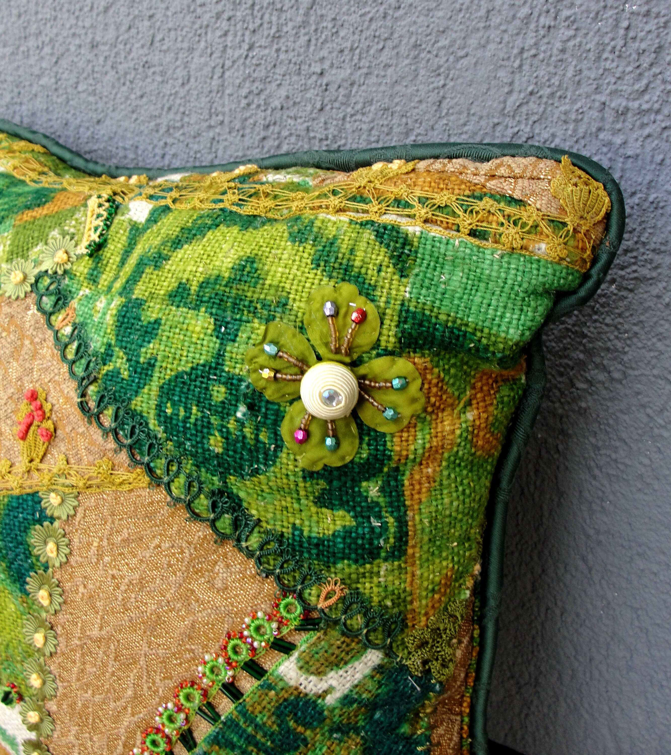 Crazy Patchwork Pillow Cushion Lace and Linen Couch Cushion - Etsy