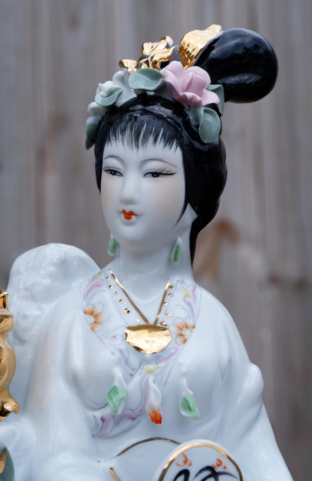 Vintage Chinese Lady Figurine, Porcelain Flowers, Home Decor Chinese ...