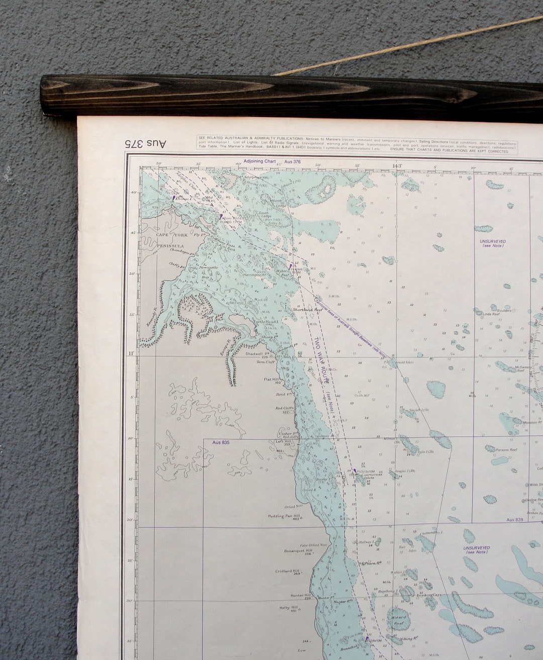 Vintage Nautical Chart: East Coast Queensland, Australia, 1985 Pull ...