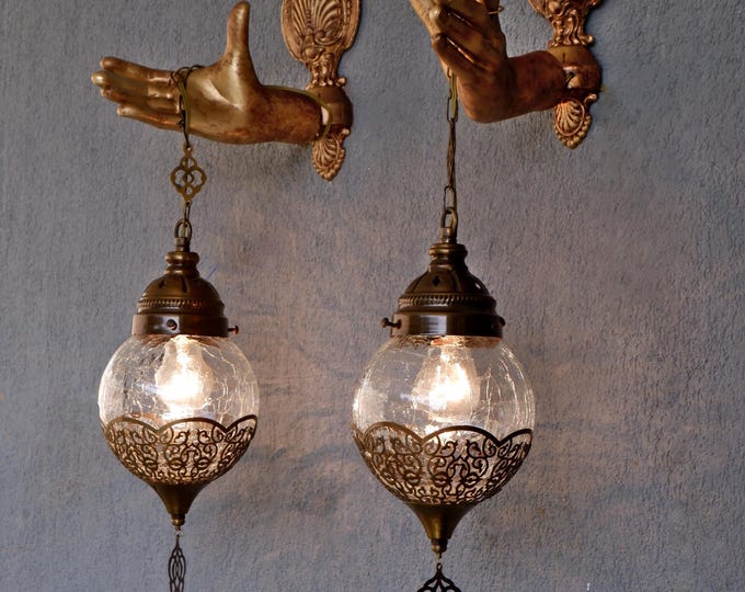 Bronze Hands Wall Sconces, 2 Hands Lamps, Brass Set of Wall Lights, 2 ...