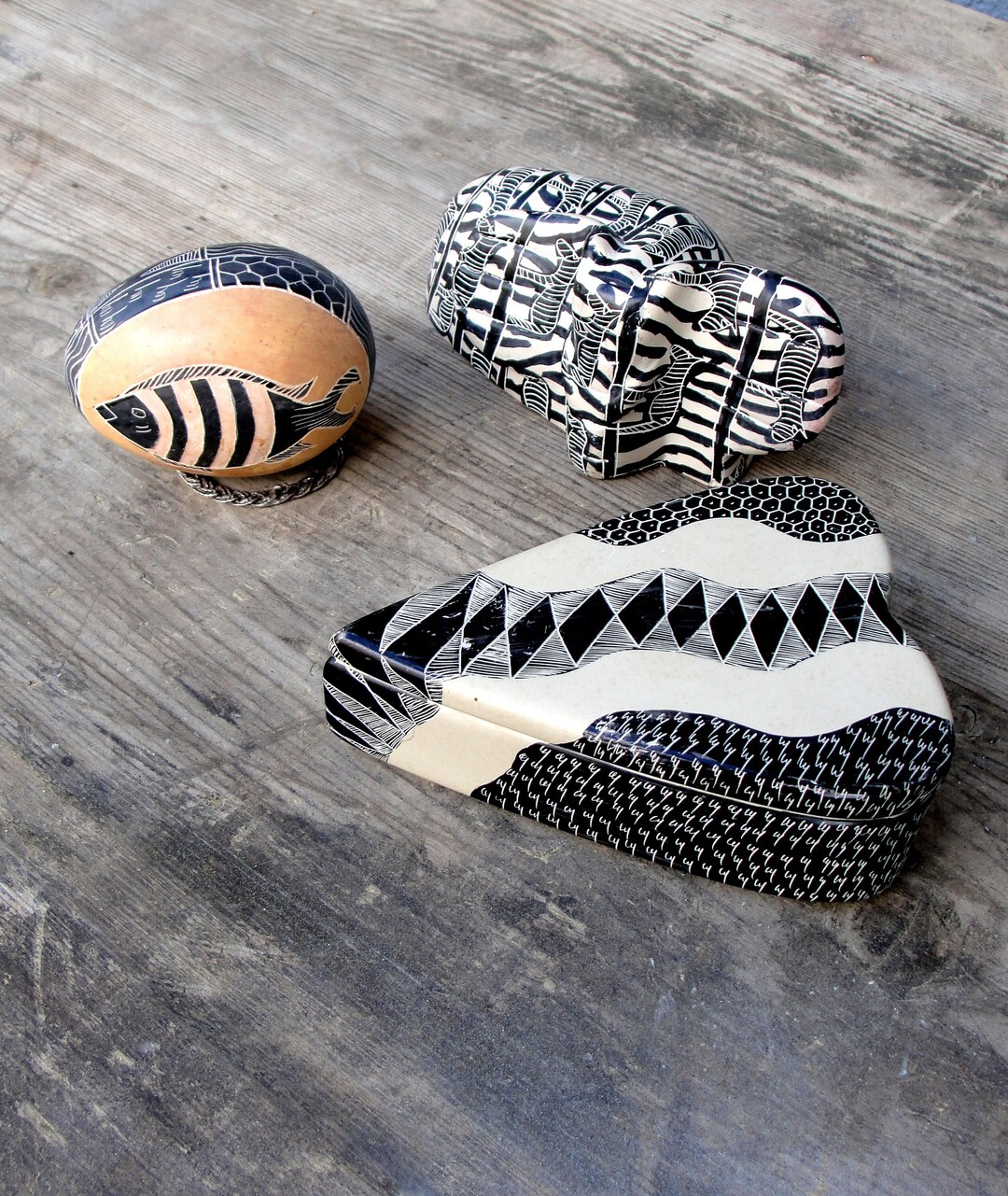 Vintage African Soapstone Decor Pieces, Hand Carved Soapstone Objects ...