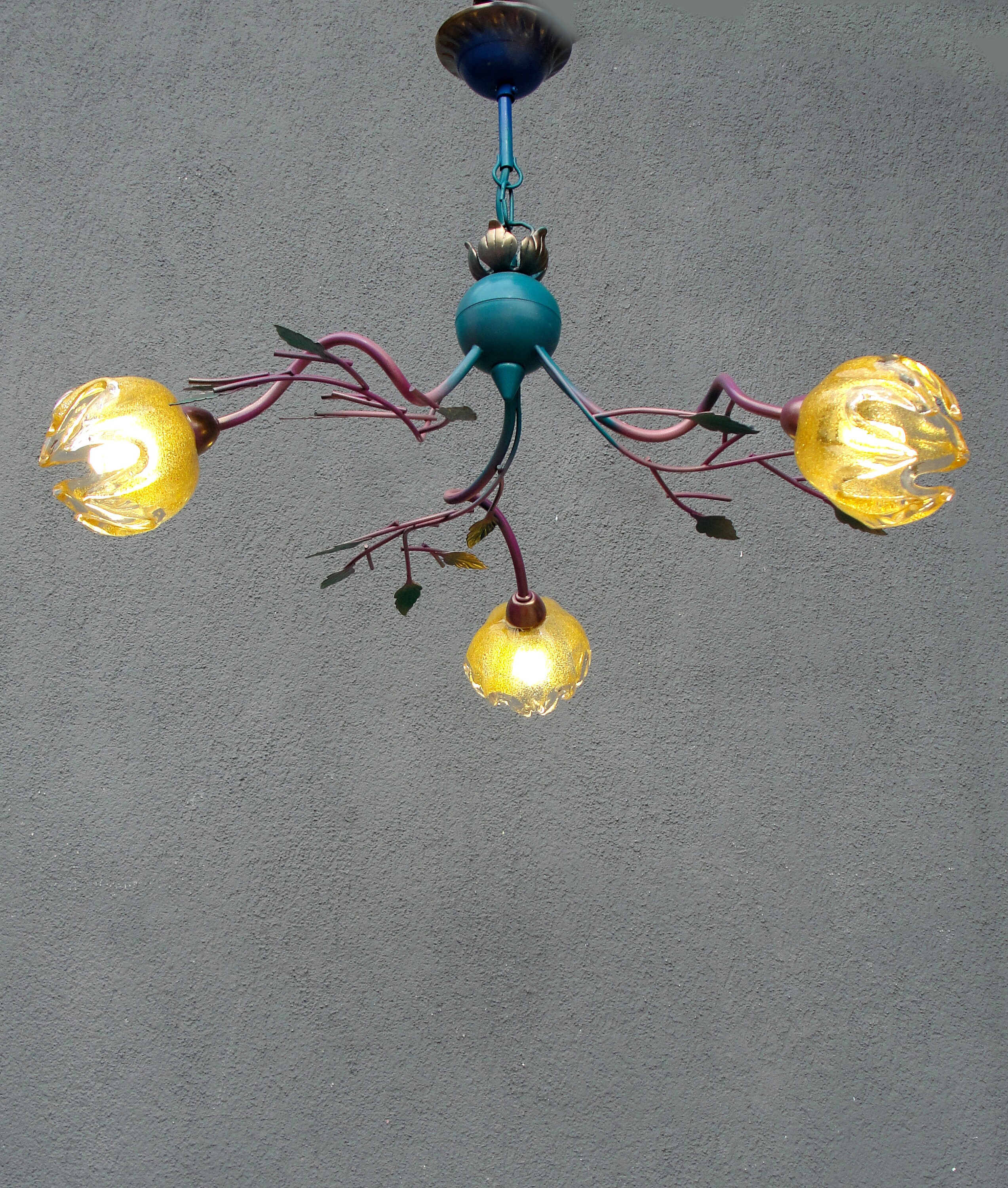 Rainbow Murano Lamp, Leaves, Flowers Maximalist Chandelier, Ceiling ...