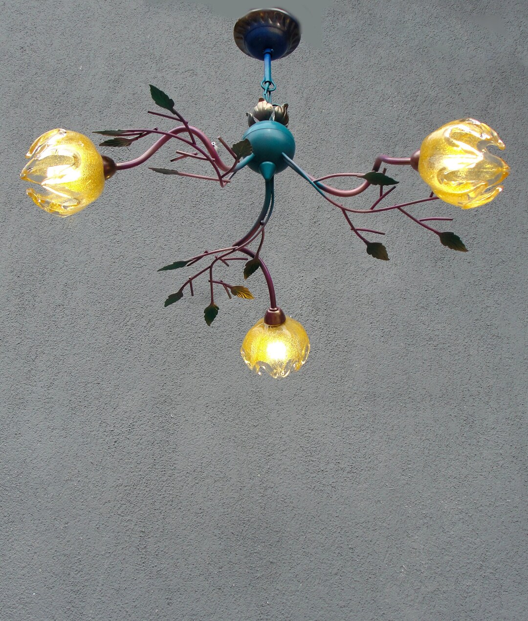 Rainbow Murano Lamp Leaves Flowers Maximalist Chandelier - Etsy