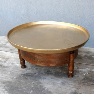 Vintage Floor Table, Turkish Sofra, Solid Wood Table Tray, Round Tray ...