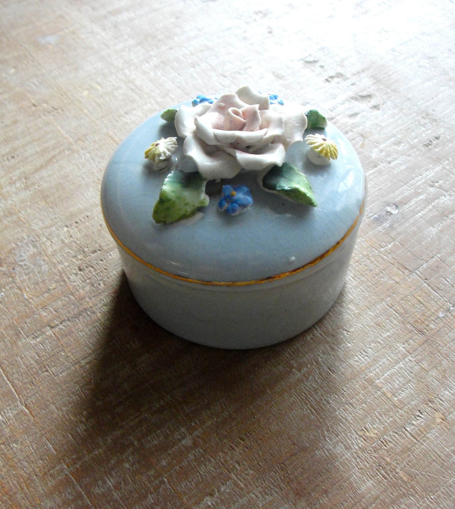 Vintage Flower Box Porcelain Trinket Box Hand Painted Rose - Etsy