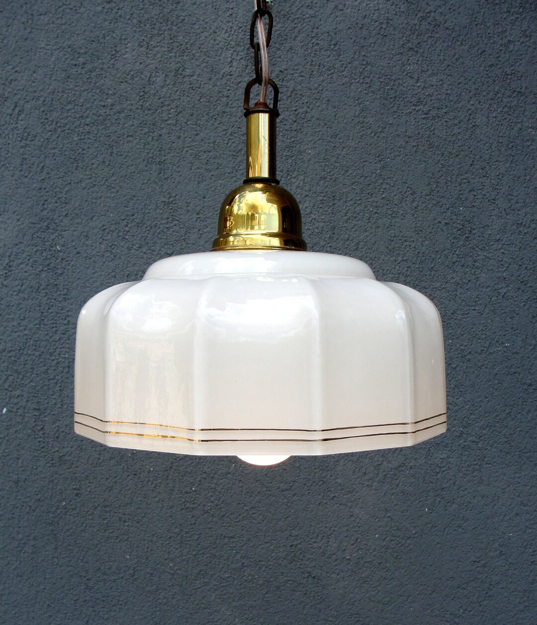Midcentury Opaline Glass Ceiling Light, Art Glass Pendant Light Lamp ...