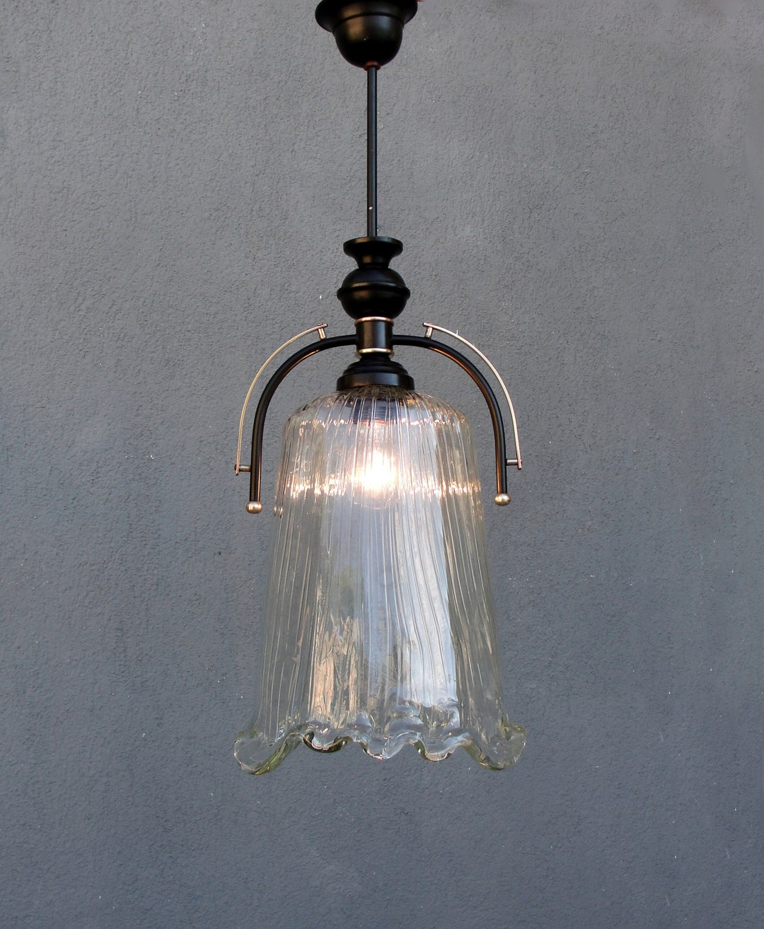 Handmade Glass Ceiling Light, Art Deco Style Glass Murano Pendant Light ...