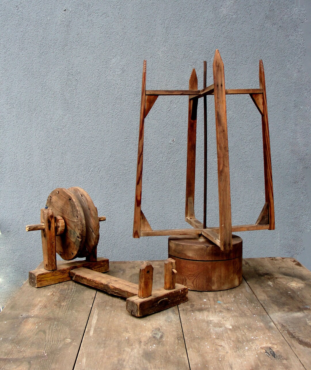 Vintage Wooden Swift and Bobbin Winder Tools Set, Weaving Tool ...