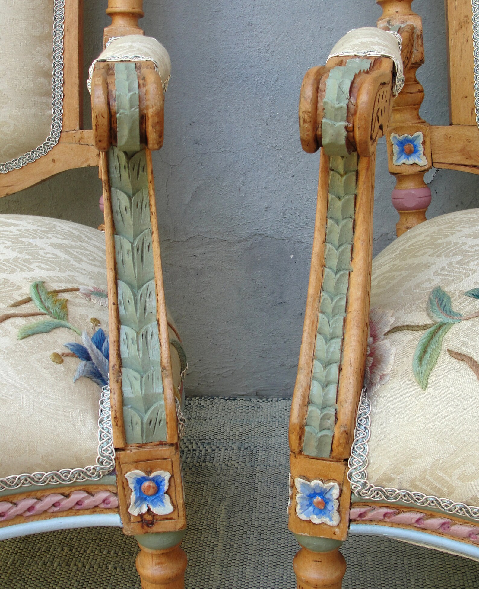 Floral Embroidered Chair Handcarved Wooden Armchair Bohemian - Etsy