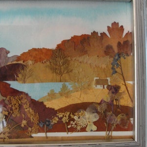 Vintage Handmade Collage of Dried Leaves, Plants and Flowers, Framed ...