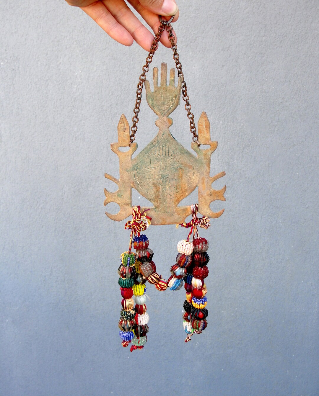 Vintage Brass Hamsa, Home Protection, Hamsa Hand Masallah Turkish Brass ...