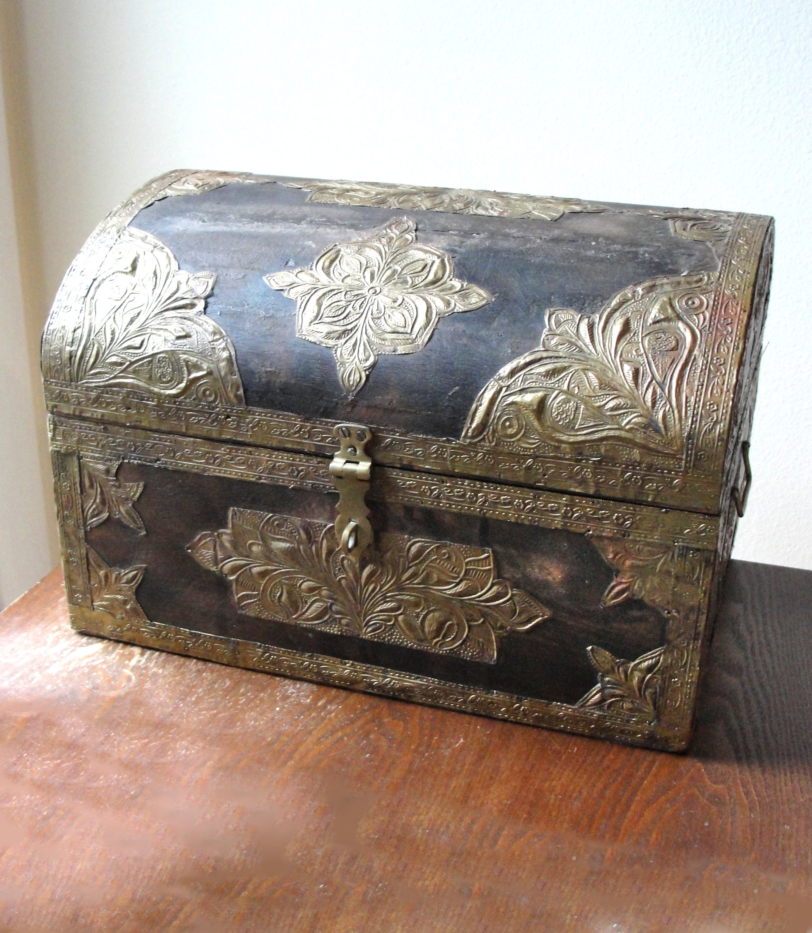 Brass Decorated Treasure Chest: Vintage 1970s Trousseau Trunk - Etsy