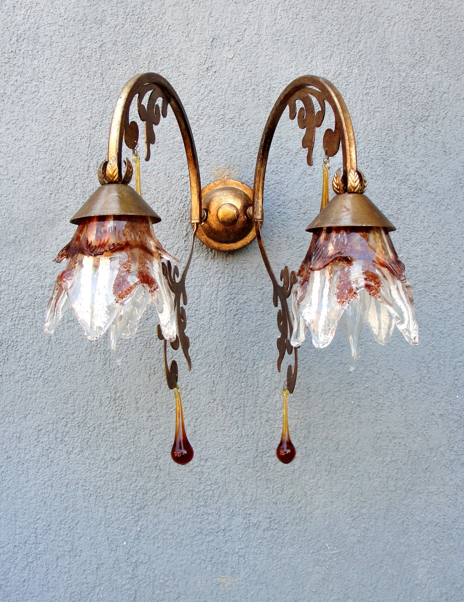 Murano Glass Large Wall Sconce One Two Light Wall Sconce - Etsy