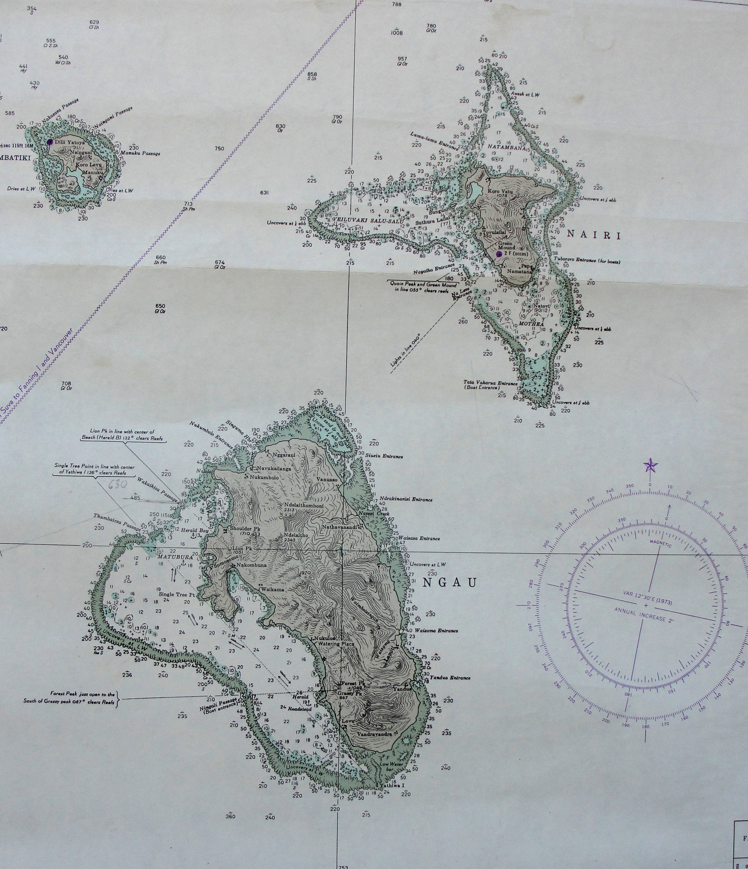 Vintage Nautical Sea Map Maritime Chart Fiji Islands South - Etsy