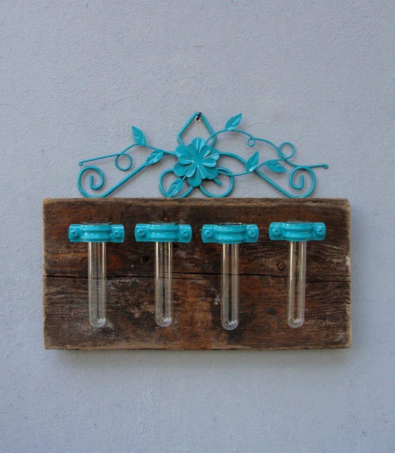 Test Tubes Vase, Rustic Driftwood Rack Planter, Botanical Display ...