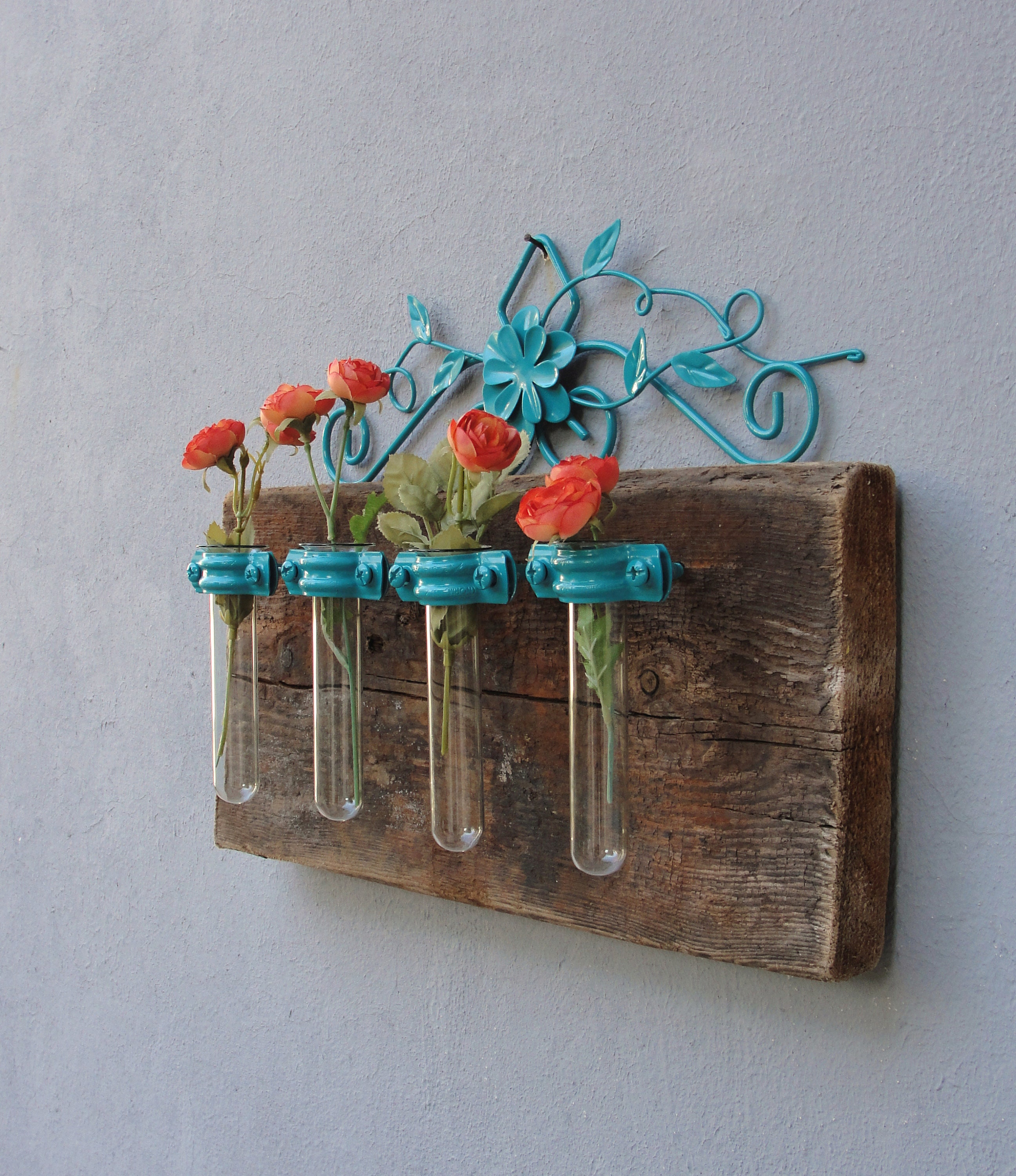 Test Tubes Vase, Rustic Driftwood Rack Planter, Botanical Display ...