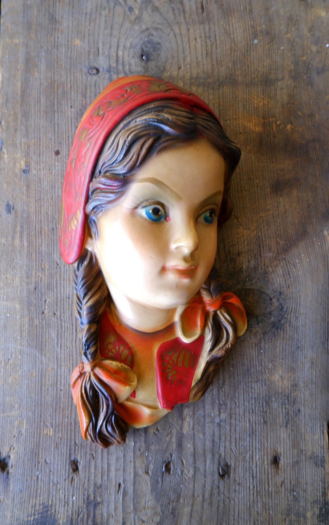 Art Deco Face Wall Plaque, Little Red Riding Hood, Plaster Wall Decor ...