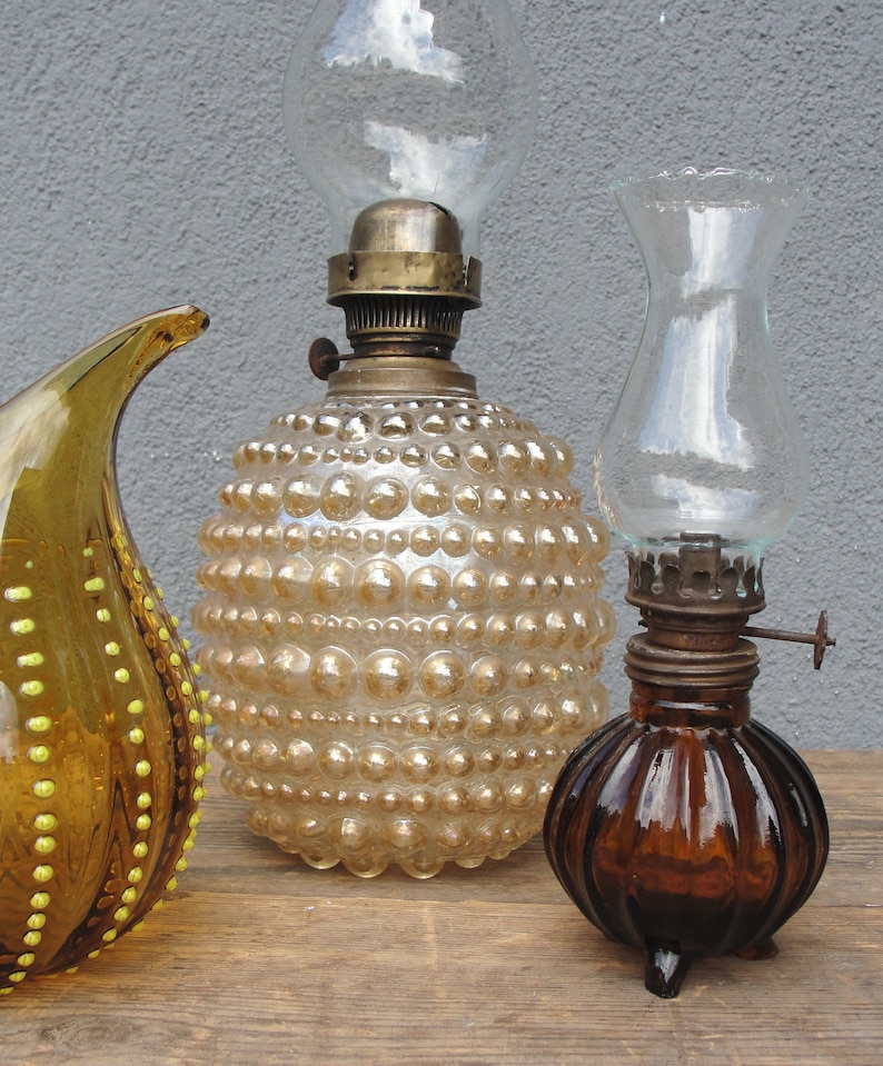 Glass Oil Lamp Vintage Oil Lamp Glass and Brass Gas Lamp - Etsy