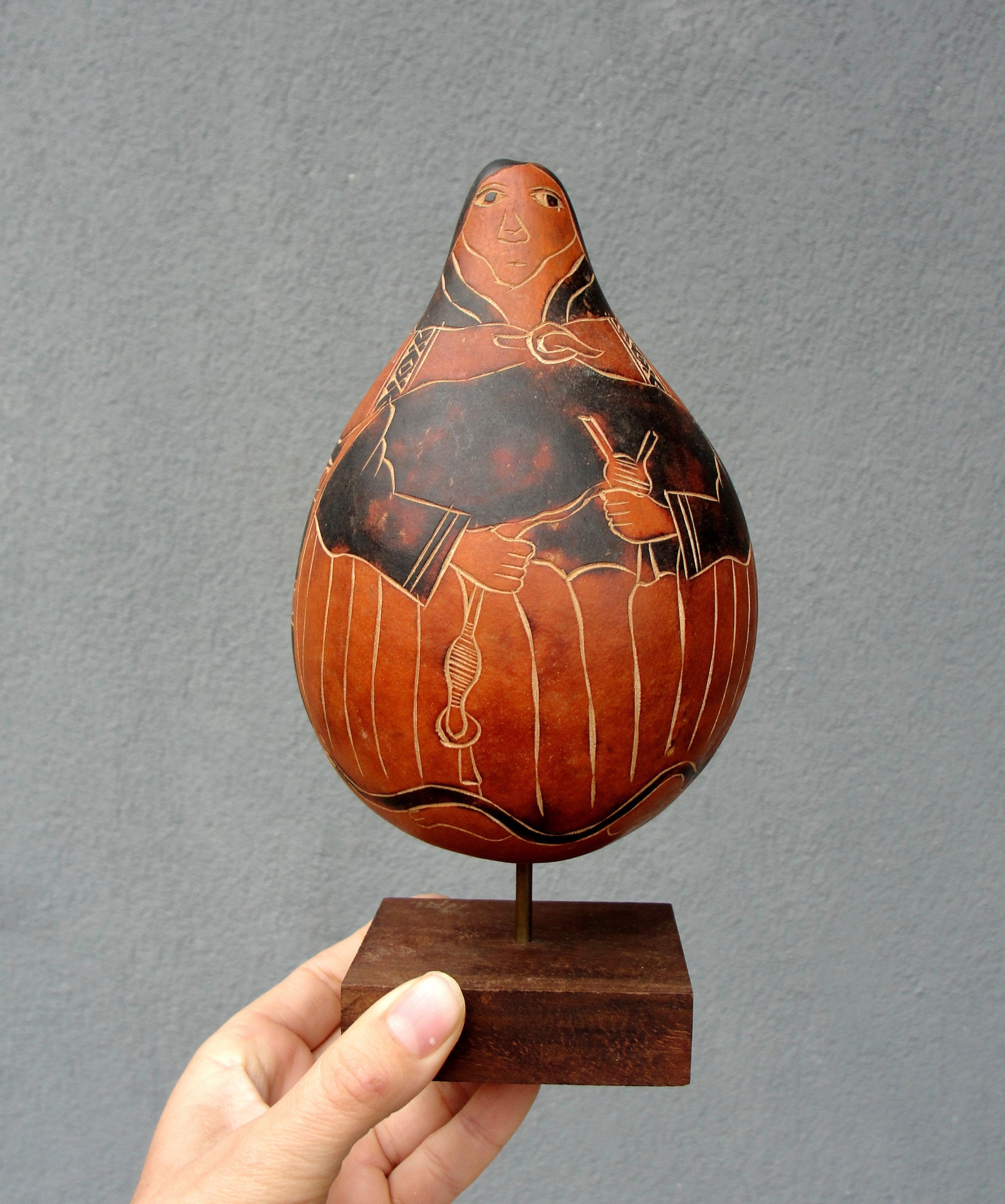 Vintage Carved Gourd Decorative Piece From Peru Peruvian - Etsy