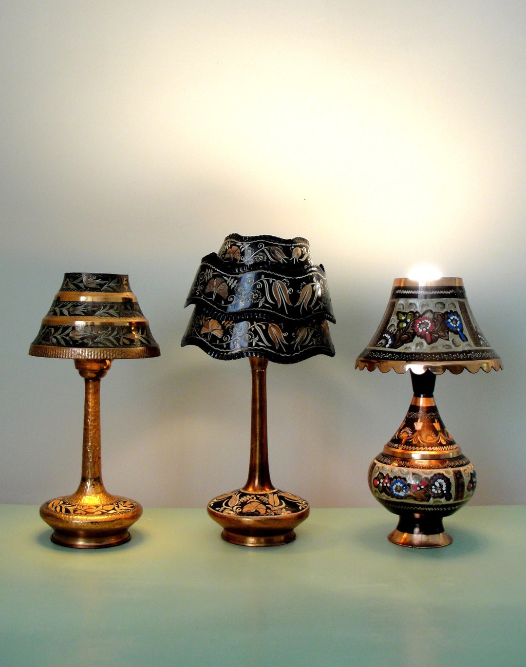 Vintage Copper Lamp Handmade Copper Table Lamp Bohemian - Etsy