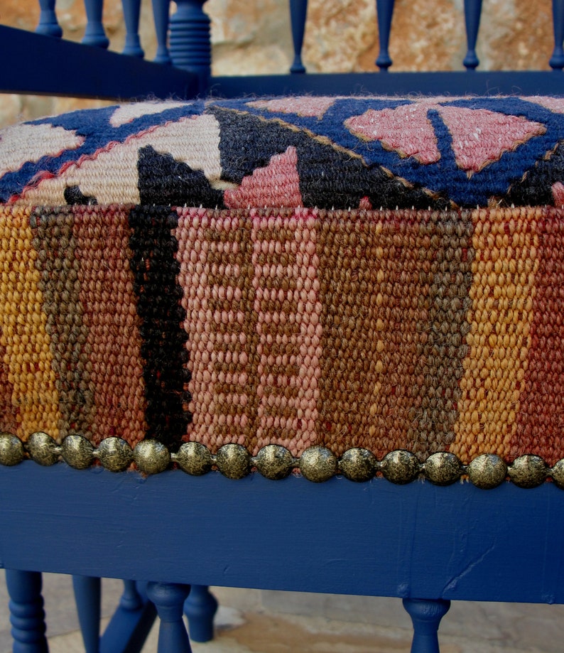 Blue Kilim Chairs Two Corner Chairs Bohemian Geometric | Etsy