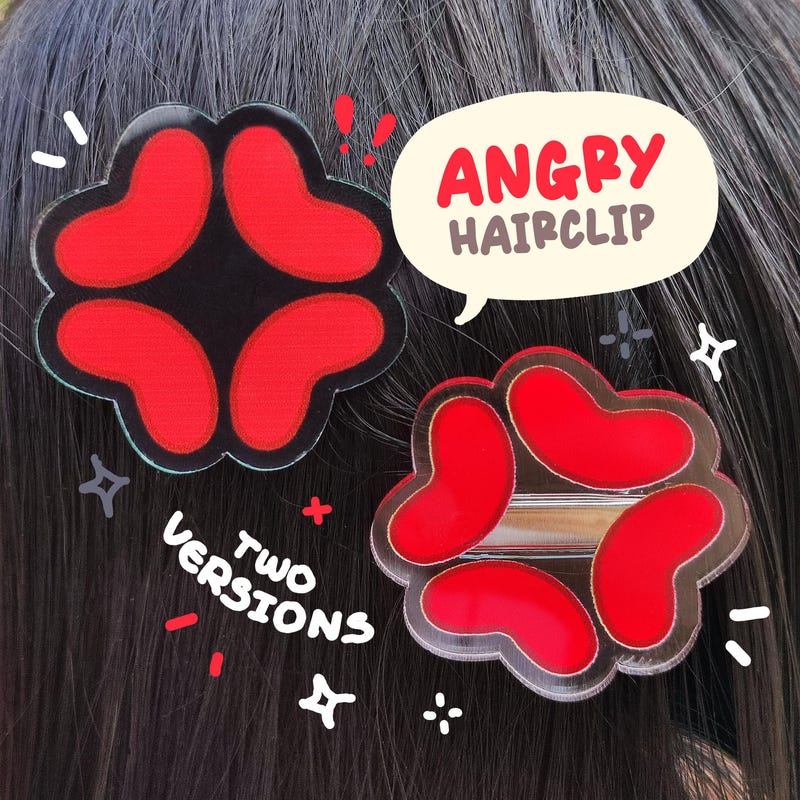Angry Anime Hair Clip - Etsy
