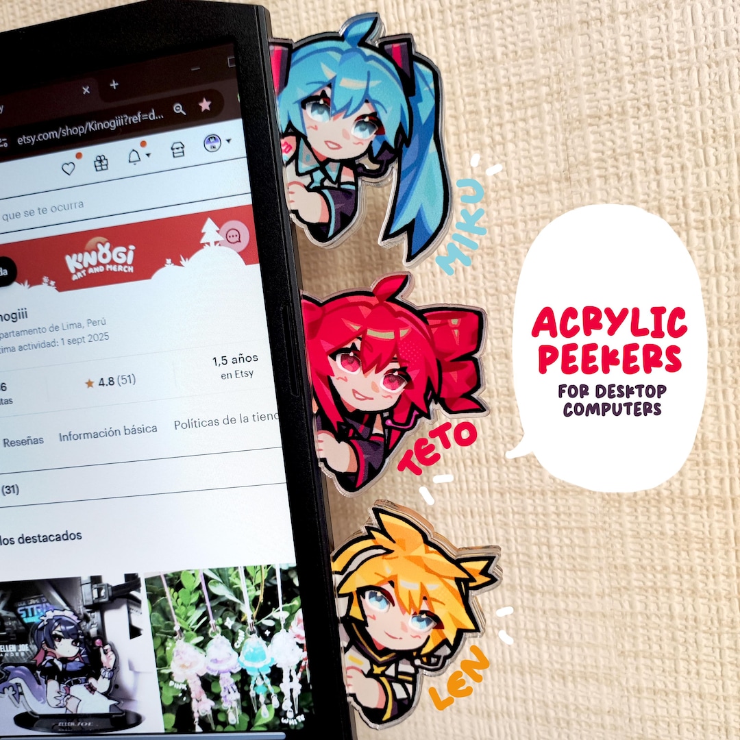 Vocaloid Peekers: Miku, Teto, Len, for Desktop Monitors - Etsy