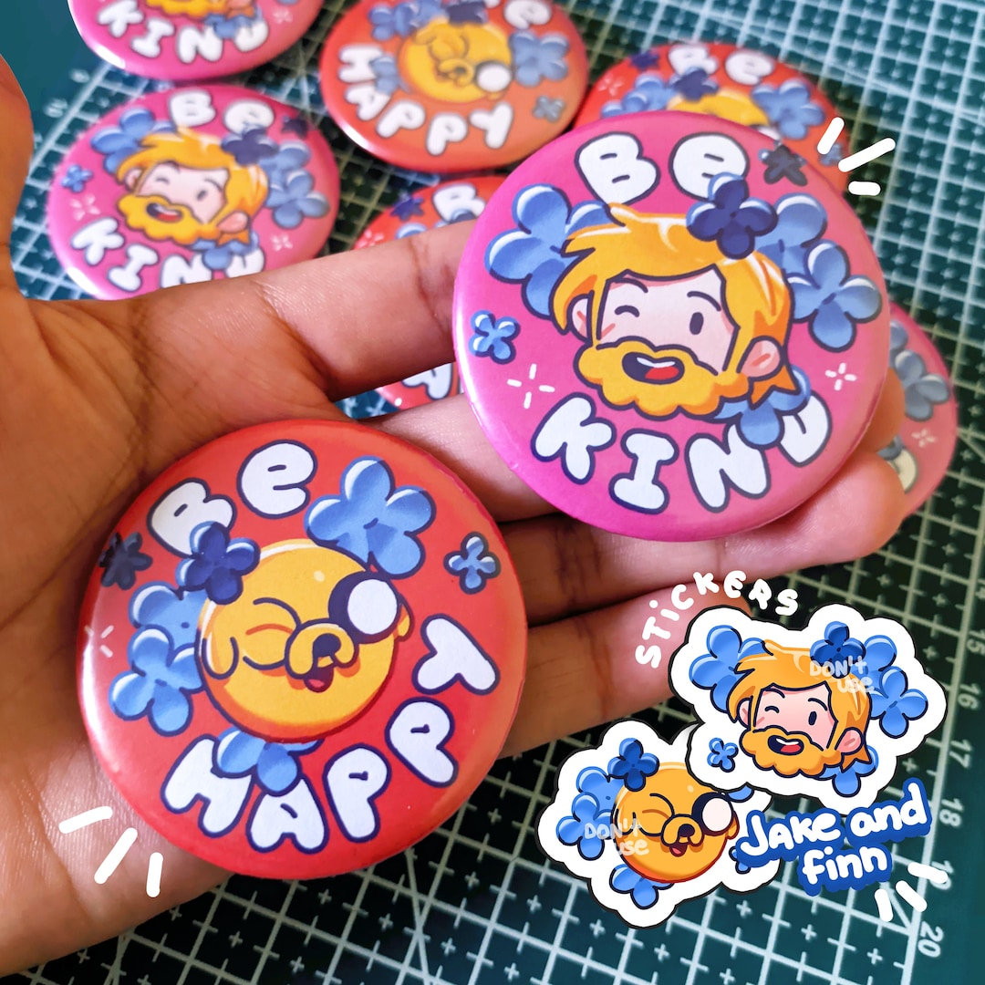 Pin Back Buttons of Jake and Finn, Adventure Time Pin Back Buttons ...