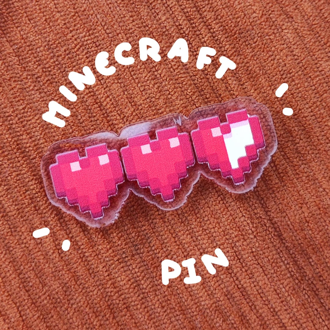 Acrylic Pin Minecraft Hearts, Minecraft Blocks Fanatic, Love, Accessory ...
