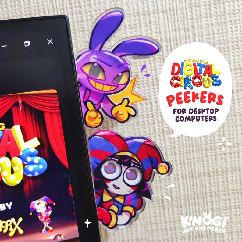 Digital Circus Peekers: Ponmi & Jax, for Desktop Monitors, TADC - Etsy