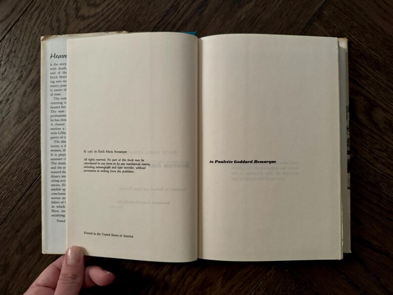 Vintage 1961 Heaven Has No Favorites by Erich Maria Remarque (hardcover ...