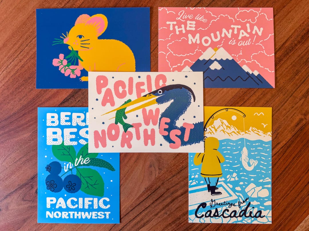 Pacific Northwest Pack of 10 Postcards - Set of Vibrant Local ...