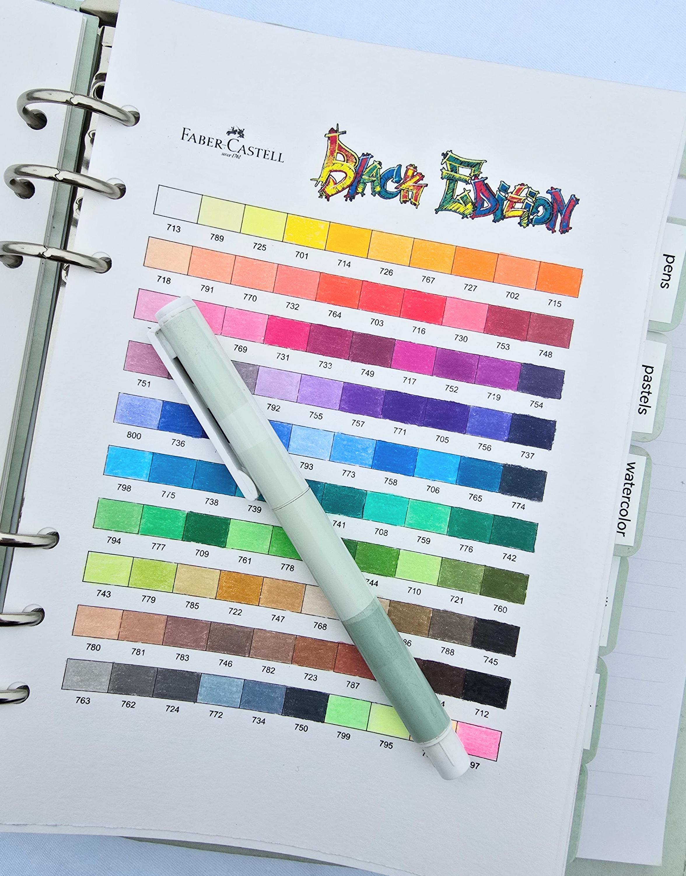 Faber-castell Black Edition 100 Color Swatch Chart - Etsy
