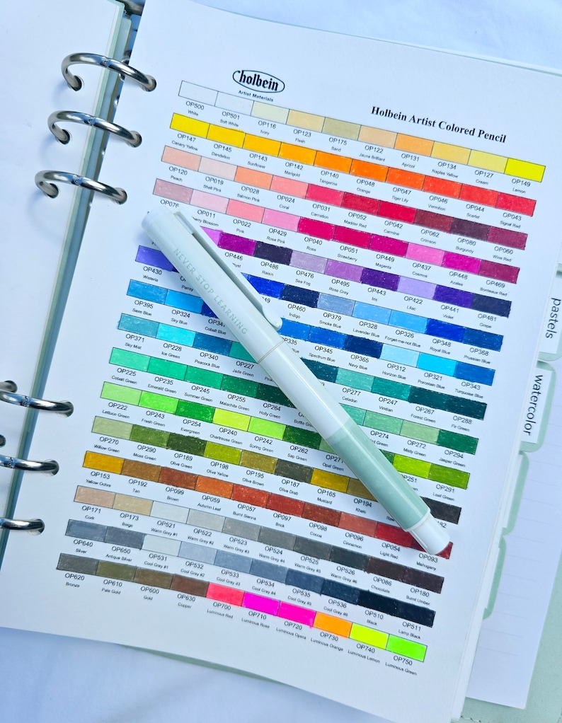 Holbein Artist 150 Pencils Swatch Chart - Etsy