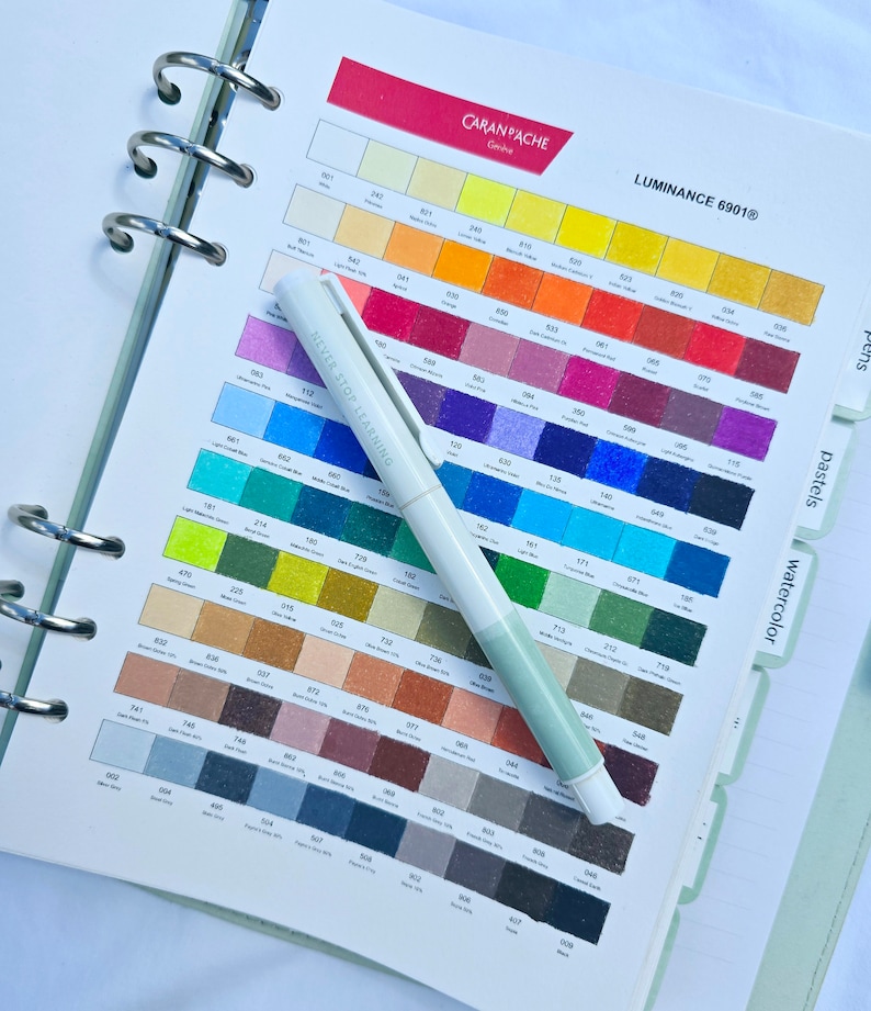 Caran D'ache Luminance 100 Pencils Swatch Chart - Etsy
