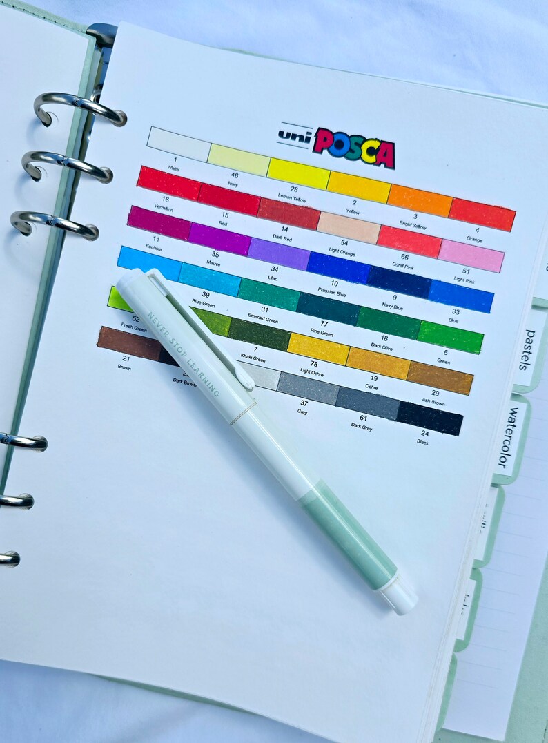 Uni Posca 36 Pencils Swatch Chart - Etsy