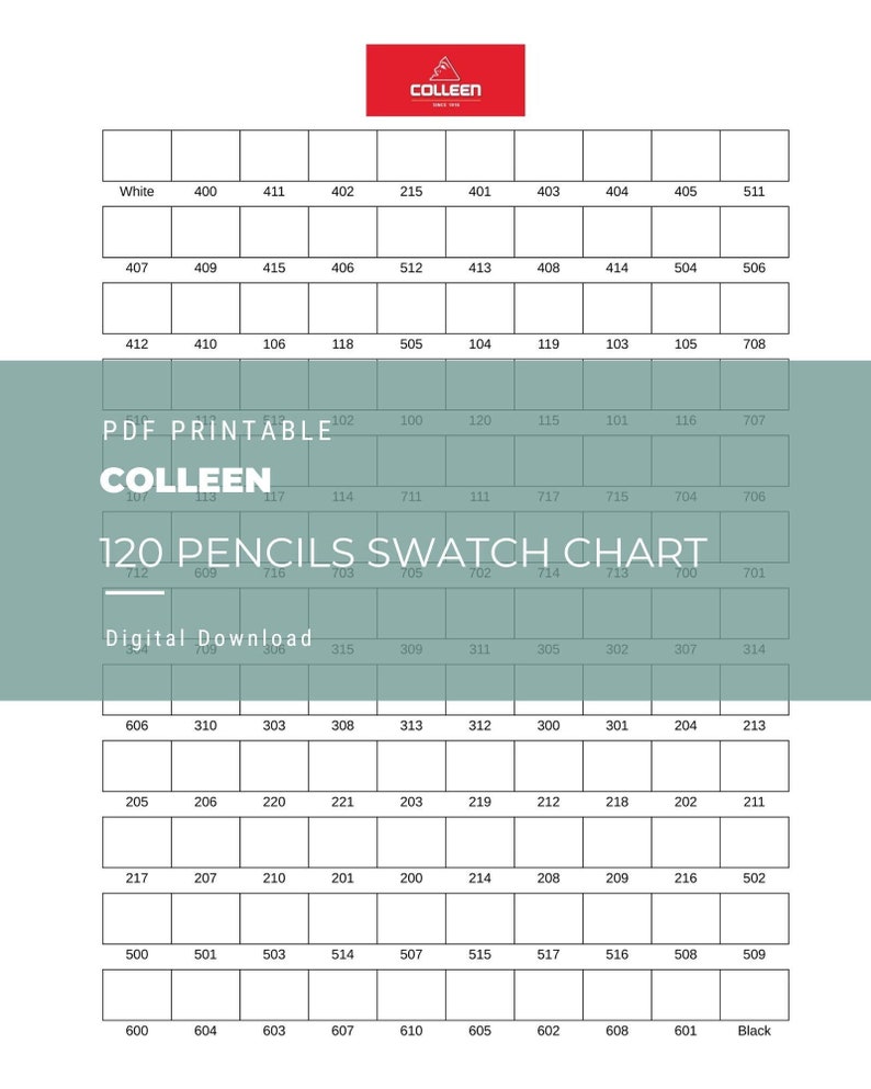 Colleen 120 Pencils Swatch Chart - Etsy
