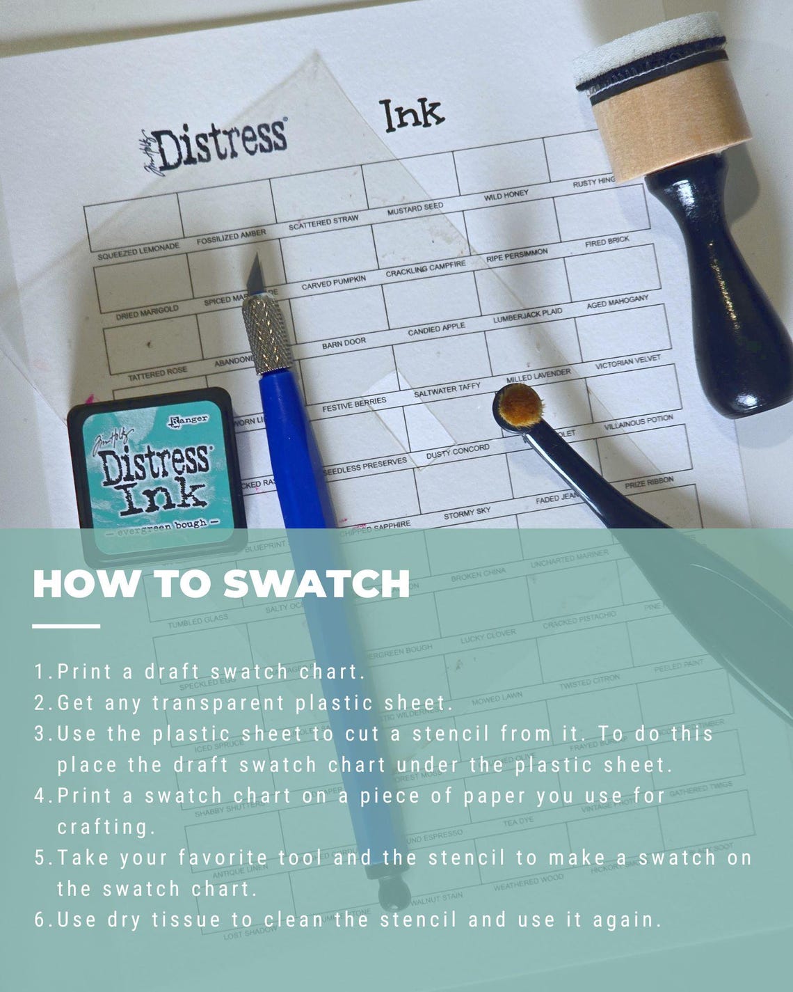 Distress 72 Colors Swatch Chart - Etsy