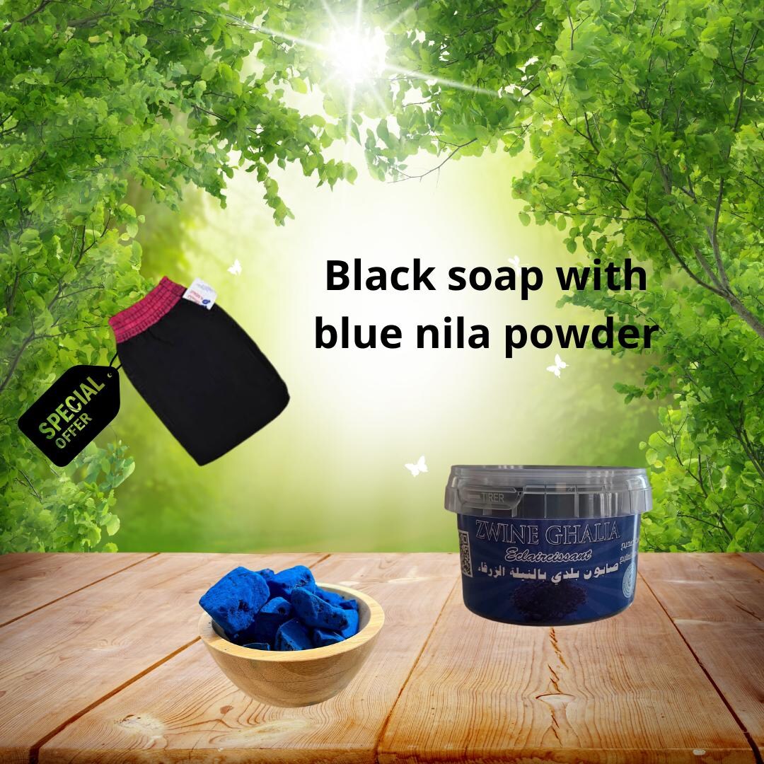 Moroccan Beldi Nila Blue Black Soap For Skincare Hammam Ritual And
