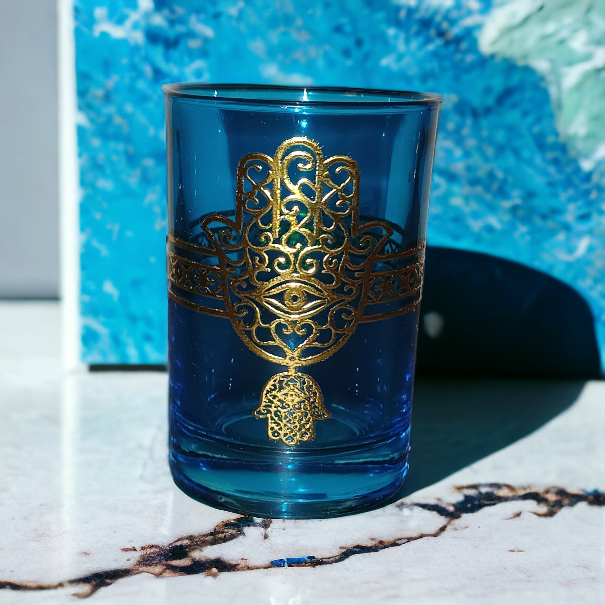 Moroccan Colored Tea Glasses Set of Hand-painted Tea Cups Boho Home ...
