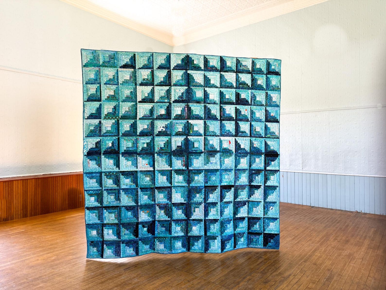 Crystal Ocean Log Cabin Quilt, Queen or King Size 104 X 104 Inches - Etsy