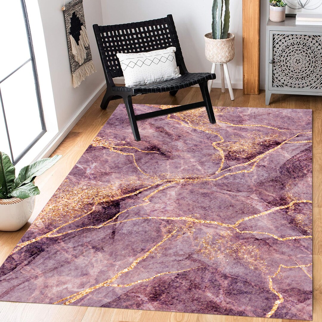 Marble Rug, Gold Rug, Marble Pattern Rug, Living Room Rug, Area Rug ...