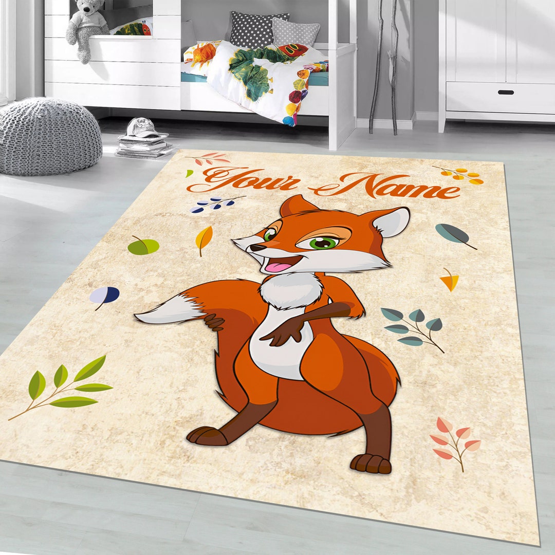 Custom Rug,fox Nursery Rug,gift for Kids,baby Rug,boys Room Decor,kids ...