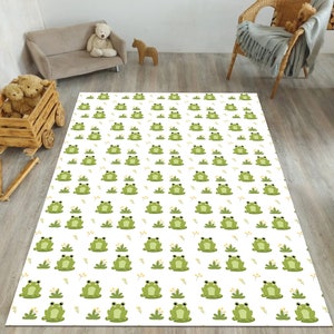 Frog Rug, Animal Rug, Cute Rug, White and Green Rug, Baby Room Rug ...